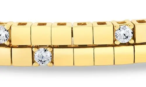 CRISLU Pure Flex Three Row Zirconia Bracelet - 18kt Yellow Gold/clear Stone