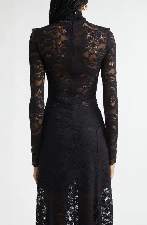 Rabanne Twist Front Scalloped Lace Top - Black