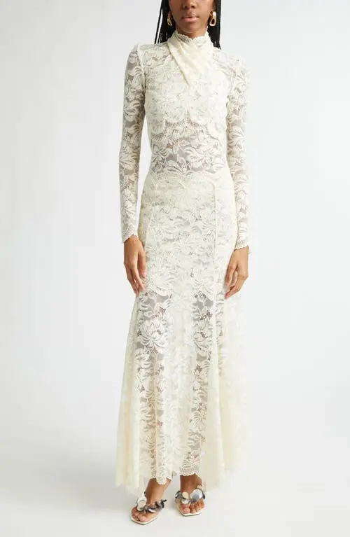 Rabanne Twist Front Scalloped Lace Top - Ivory