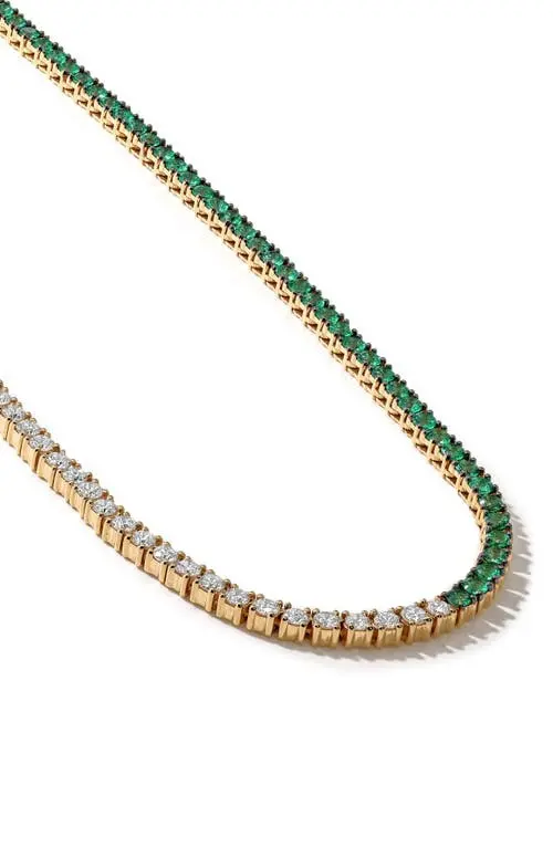 MARK HENRY Half & Half And Diamond Tennis Necklace - Emerald