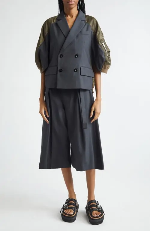 Sacai Belted Pleated Culottes - Gray