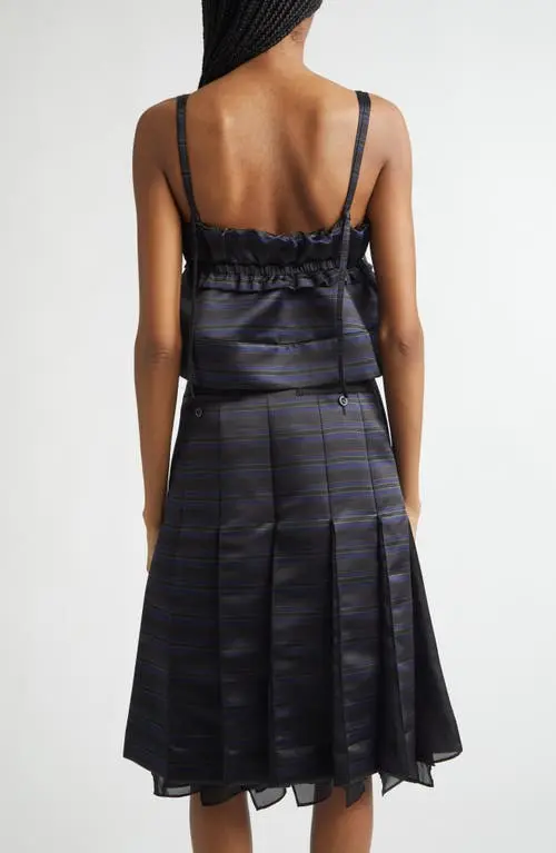 Sacai Stripe Satin Crop Camisole - Black/navy