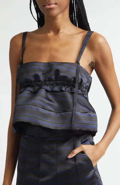 Sacai Stripe Satin Crop Camisole - Black/navy