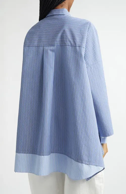 Sacai Mixed Stripe Oversized Poplin Button-up Shirt