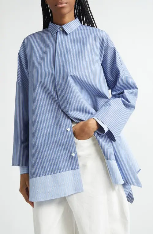 Sacai Mixed Stripe Oversized Poplin Button-up Shirt