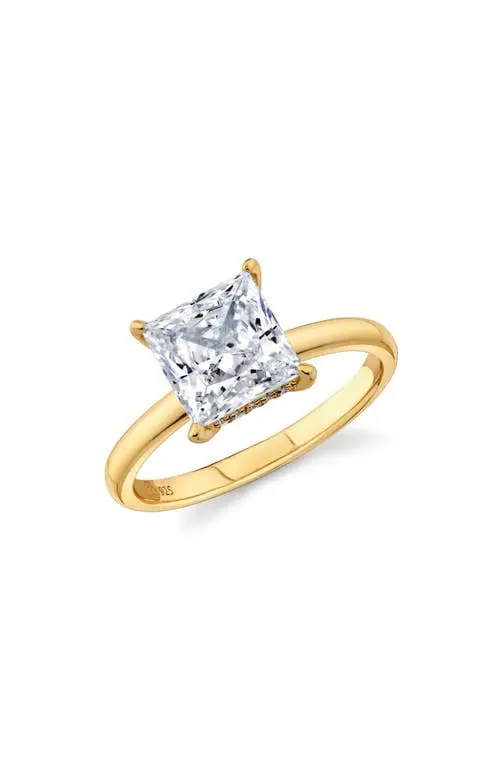CRISLU Princess-cut Cubic Zirconia Solitaire Ring - 18kt Yellow Gold/clear Stone