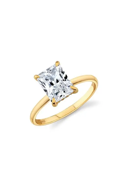 CRISLU Radiant Cut Cubic Zirconia Solitaire Ring - 18kt Yellow Gold/clear Stone