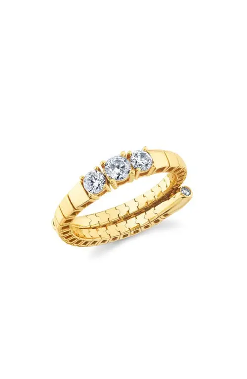 CRISLU Cubic Zirconia Statement Ring - 18kt Yellow Gold/clear Stone