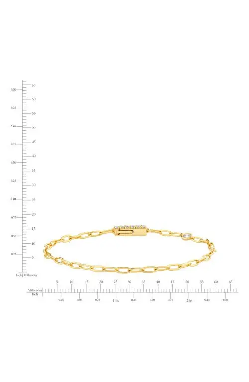 CRISLU Paperclip Chain Bracelet - 18kt Yellow Gold/clear Stone