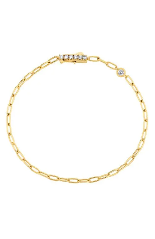 CRISLU Paperclip Chain Bracelet - 18kt Yellow Gold/clear Stone
