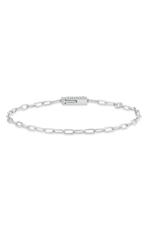 CRISLU Paperclip Chain Bracelet - Pure Platinum/clear Stone