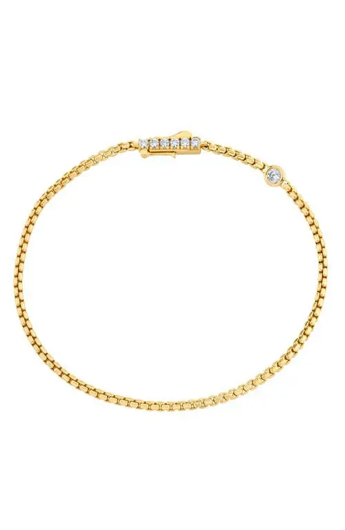 CRISLU Rounded Box Chain Bracelet - 18kt Yellow Gold/clear Stone