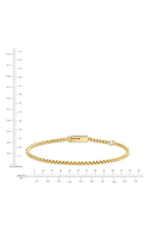 CRISLU Rounded Box Chain Bracelet - 18kt Yellow Gold/clear Stone
