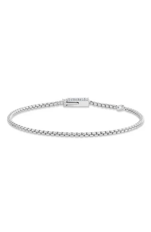 CRISLU Rounded Box Chain Bracelet - Pure Platinum/clear Stone