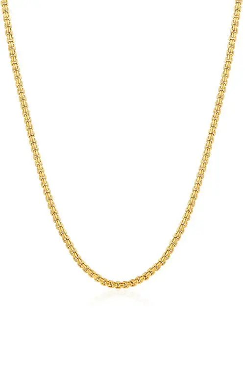 CRISLU Rounded Box Chain Necklace - 18kt Yellow Gold/clear Stone