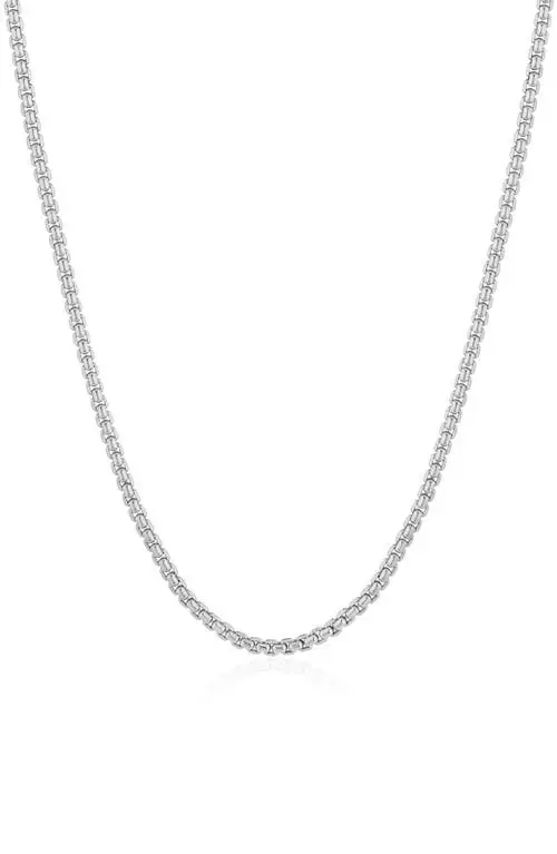 CRISLU Rounded Box Chain Necklace - Pure Platinum/clear Stone