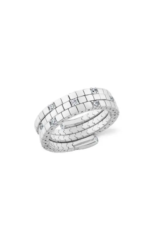 CRISLU Three-row Cubic Zirconia Ring - Pure Platinum/clear Stone