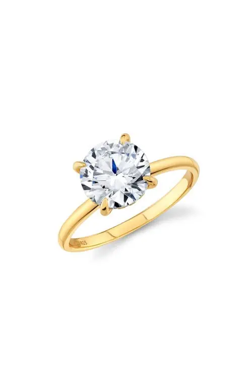 CRISLU Brilliant Cut Cubic Zirconia Solitaire Ring - 18kt Yellow Gold/clear Stone