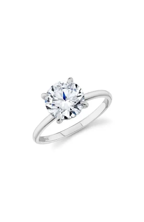 CRISLU Brilliant Cut Cubic Zirconia Solitaire Ring - Pure Platinum/clear Stone