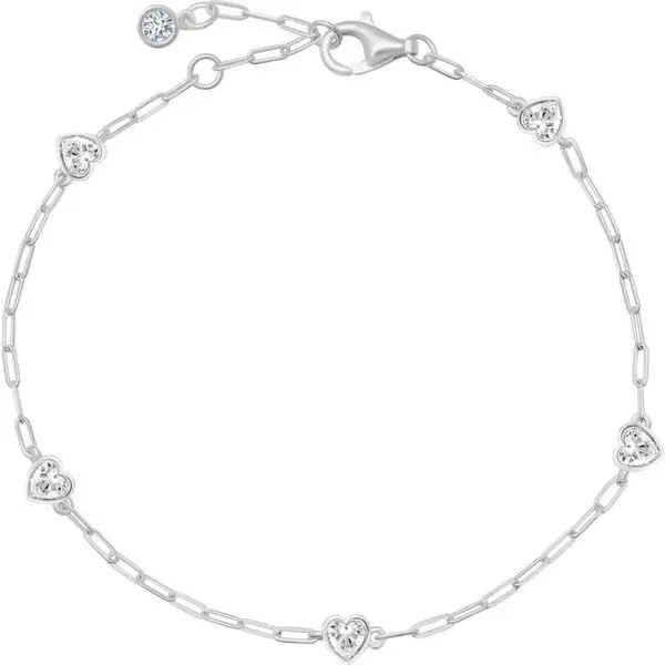 CRISLU Valentine Cubic Zirconia Heart Station Bracelet - Pure Platinum/clear Stone