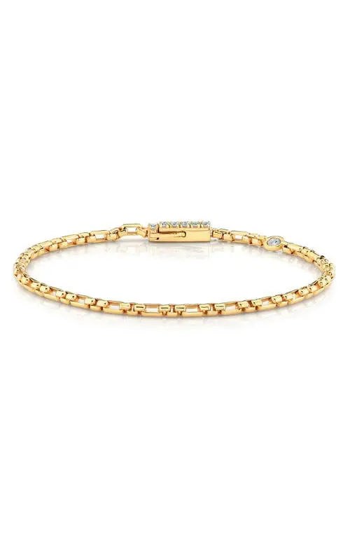 CRISLU Layer Up Box Chain Bracelet - 18kt Yellow Gold/clear Stone