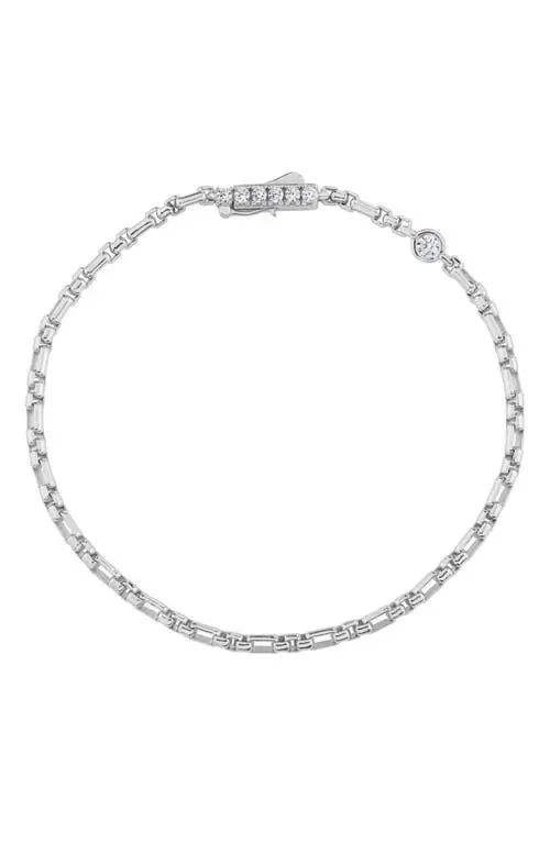CRISLU Layer Up Box Chain Bracelet - Pure Platinum/clear Stone