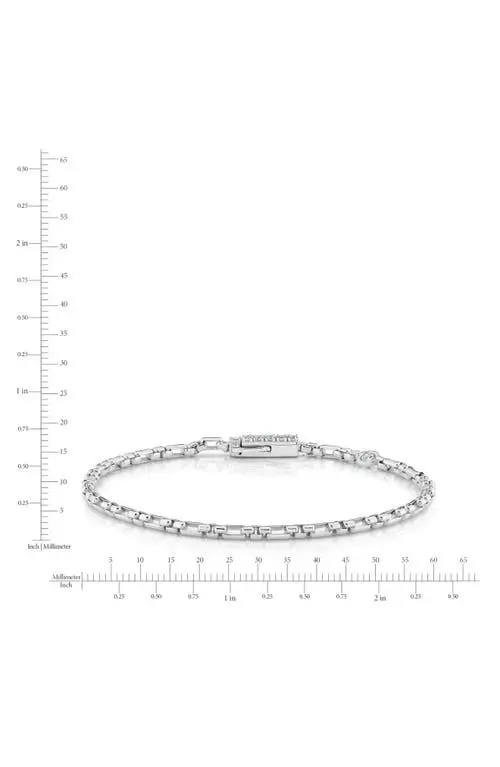 CRISLU Layer Up Box Chain Bracelet - Pure Platinum/clear Stone