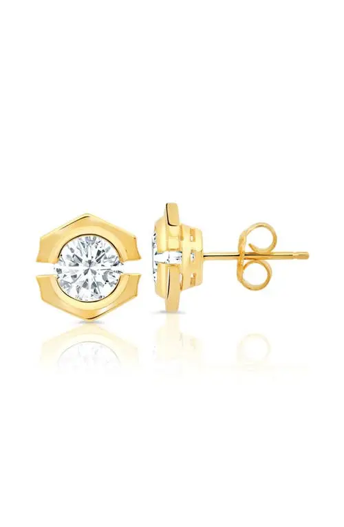 CRISLU Solara Cubic Zirconia Stud Earrings - 18kt Yellow Gold/clear Stone