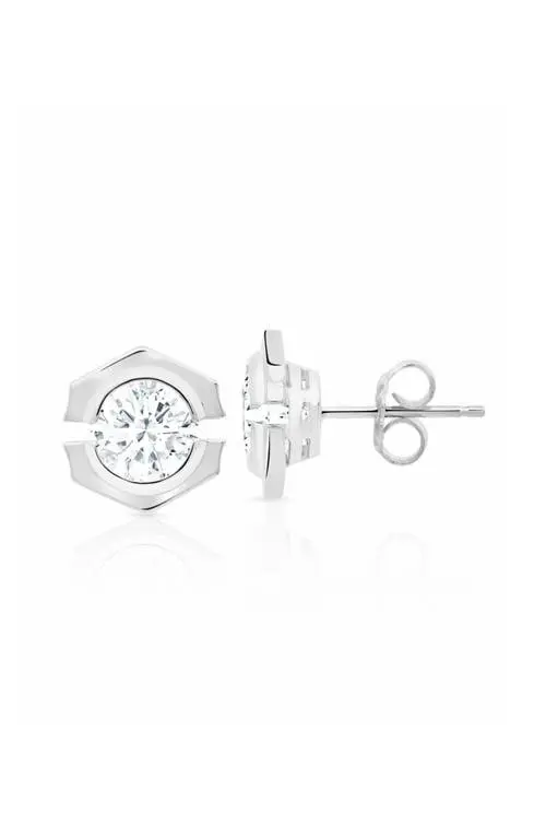 CRISLU Solara Cubic Zirconia Stud Earrings - Pure Platinum/clear Stone