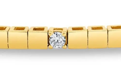 CRISLU Cubic Zirconia Station Bracelet - 18kt Yellow Gold/clear Stone