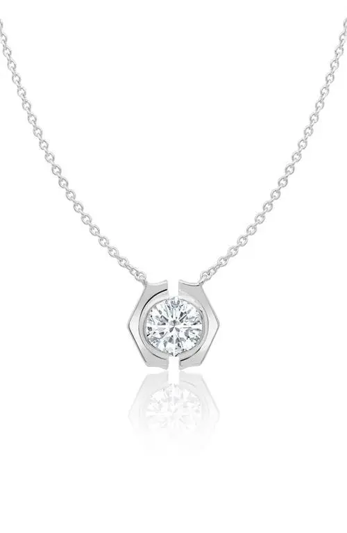 CRISLU Solara Zirconia Necklace - Pure Platinum/clear Stone