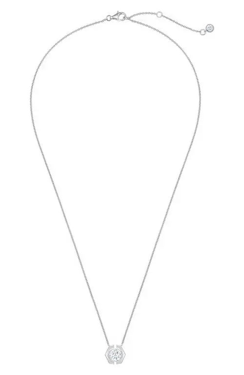CRISLU Solara Zirconia Necklace - Pure Platinum/clear Stone
