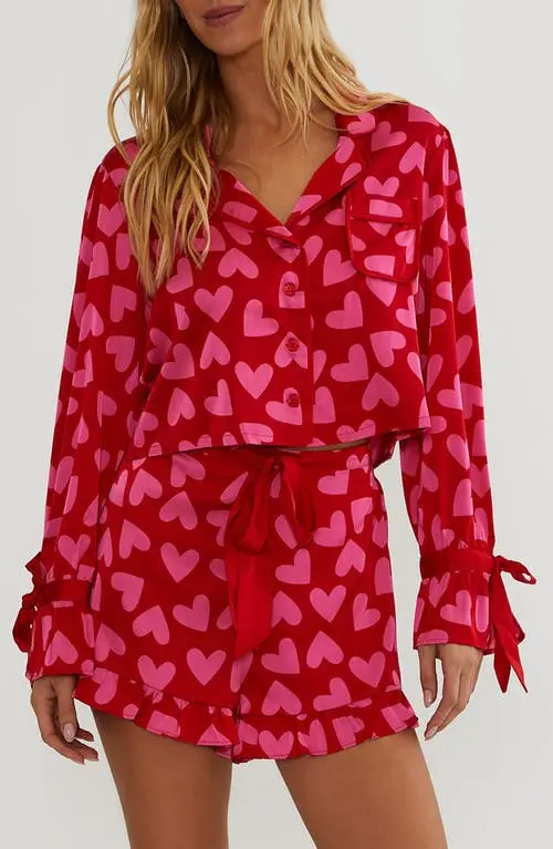 Beach Riot Aurora & Luna Heart Print Short Pajamas - Valentine Heart