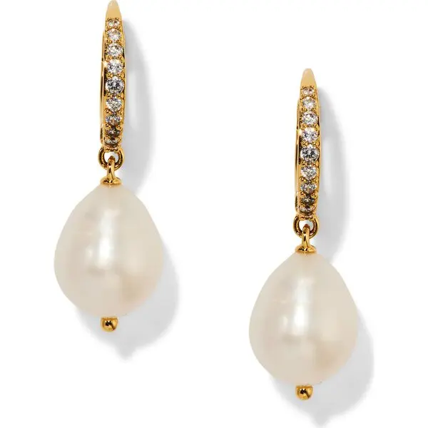 Nadri Madrid Freshwater Pearl Double Drop Earrings - Gold
