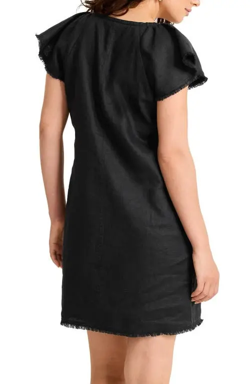 tommy bahama black dress Tommy Bahama Two Palms Short Sleeve Black Linen Collared Dress – Shoptiques main image 0