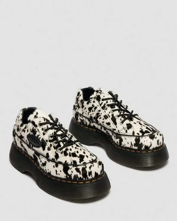 Dr. Martens Buzz 5-eye Dalmatian Leather Shoes - Cream