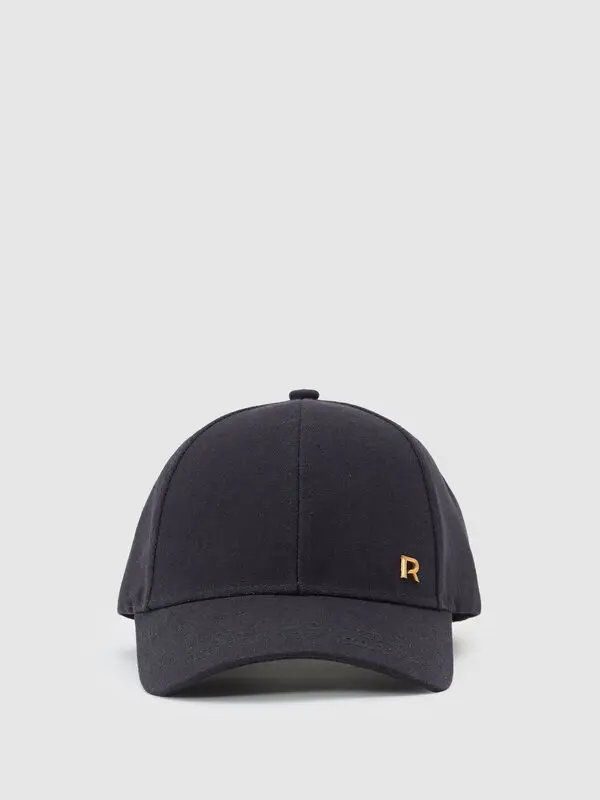 REISS Leila Linen Baseball Cap - Navy