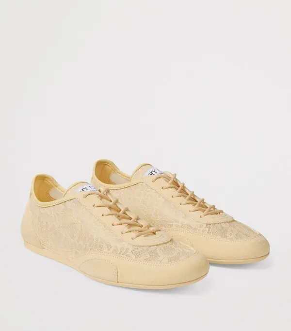 JIMMY CHOO Sunny F Suede And Lace Sneakers - Yellow