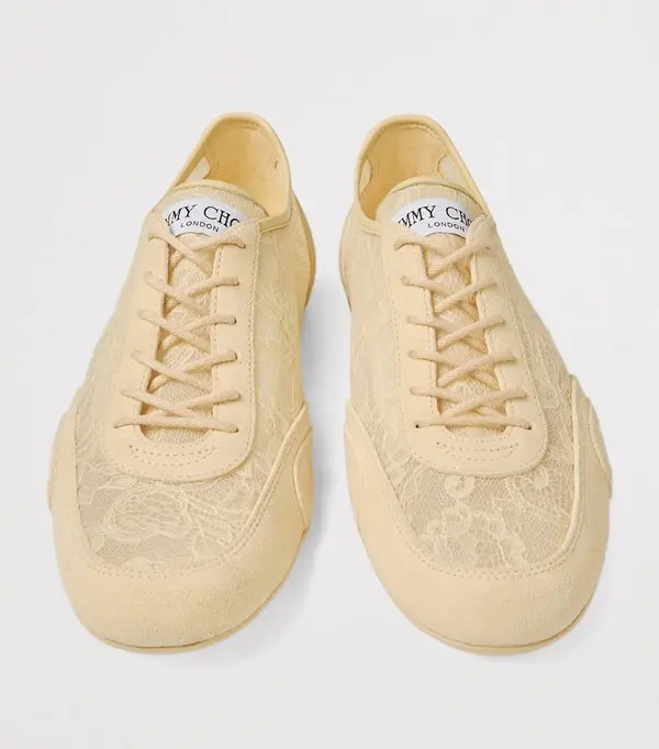 JIMMY CHOO Sunny F Suede And Lace Sneakers - Yellow
