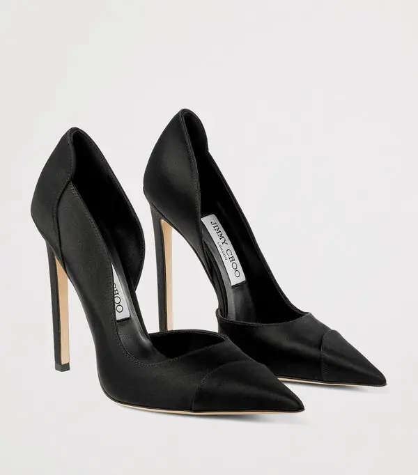 JIMMY CHOO Brigitte 120 Satin Pumps - Black