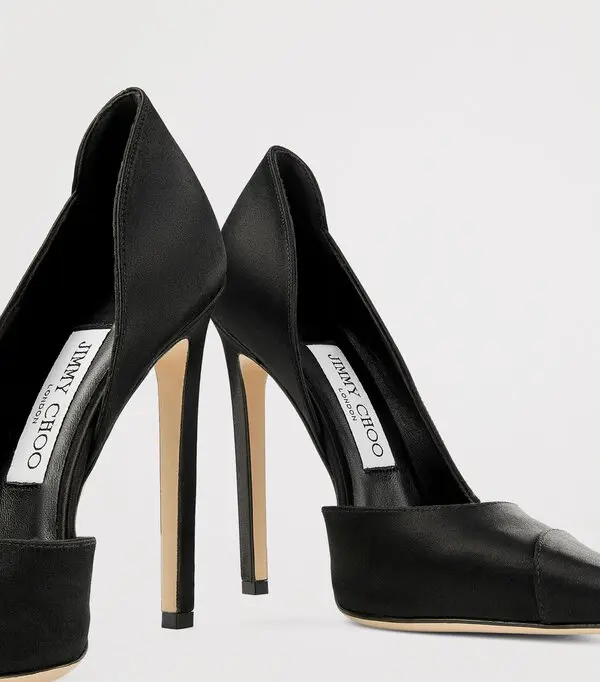 JIMMY CHOO Brigitte 120 Satin Pumps - Black