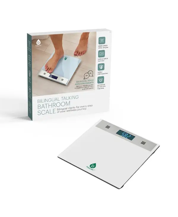 PURSONIC Bilingual Talking Bathroom Scale – Precision Meets Convenience - White