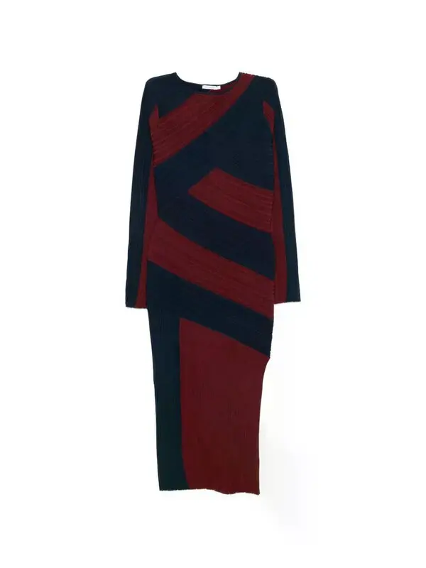 Patrizia Pepe Sculptural Knitted Midi Dress - Red