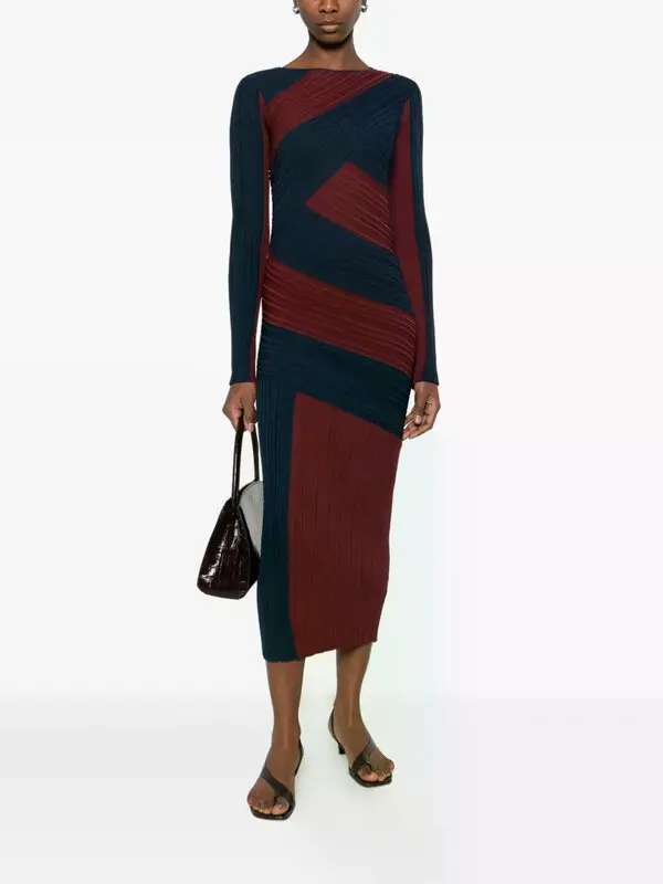 Patrizia Pepe Sculptural Knitted Midi Dress - Red
