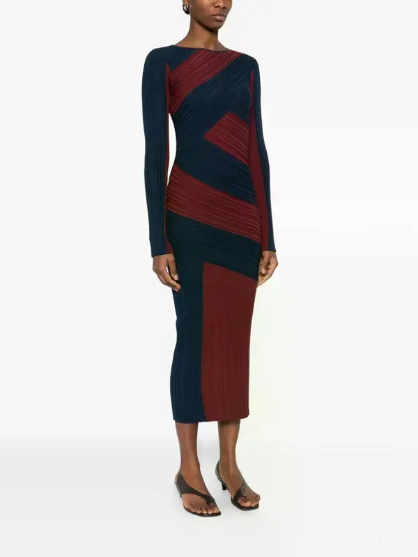 Patrizia Pepe Sculptural Knitted Midi Dress - Red