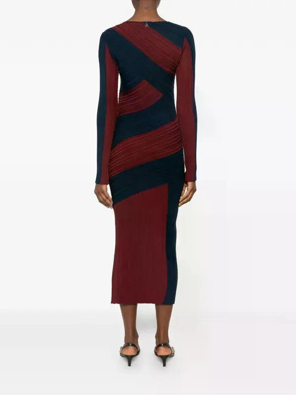 Patrizia Pepe Sculptural Knitted Midi Dress - Red