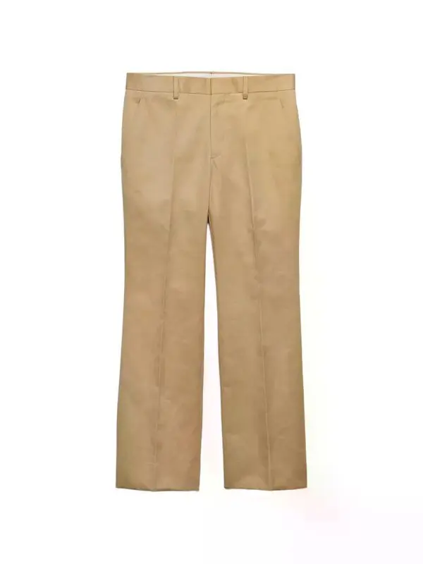Prada Trumpet-flare Cotton Trousers - Neutrals