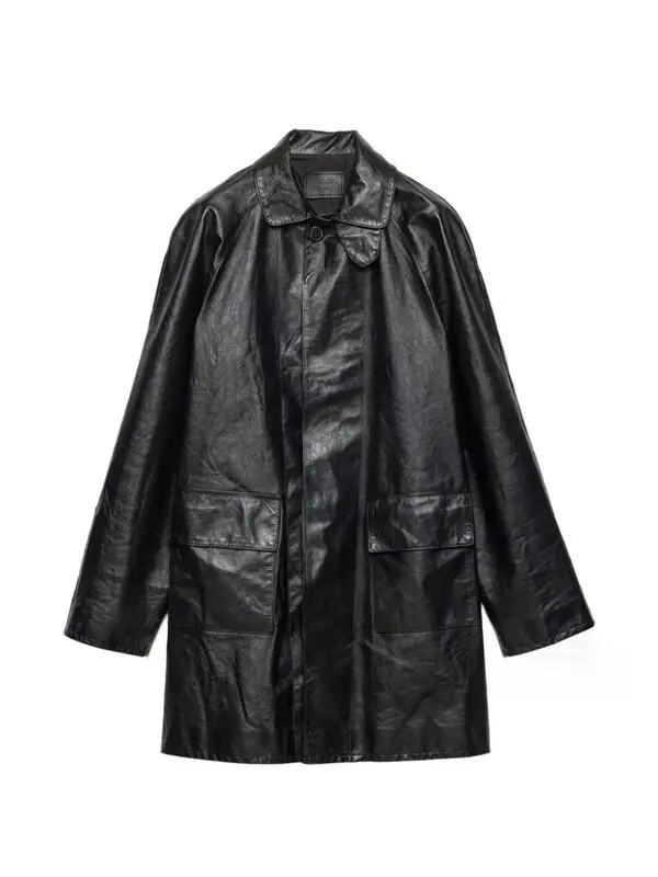 Prada Raglan-sleeve Leather Coat