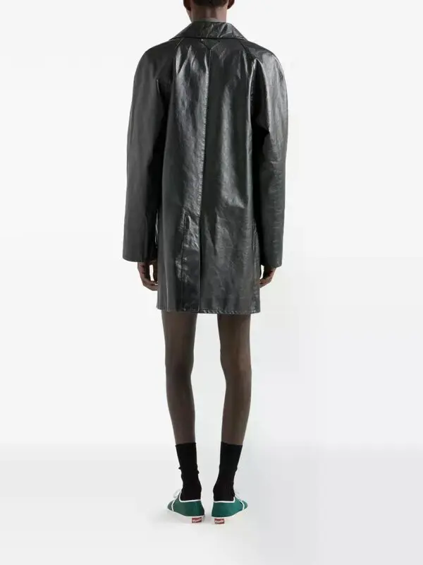 Prada Raglan-sleeve Leather Coat