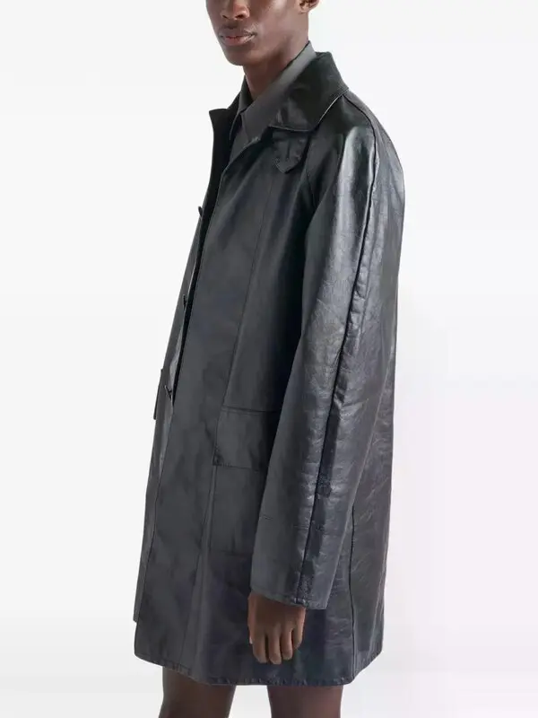 Prada Raglan-sleeve Leather Coat